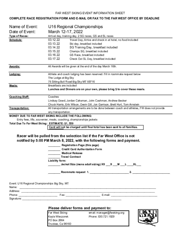 Fillable Online fwskiing.orgsitesdefaultName of Event: WR JR ...