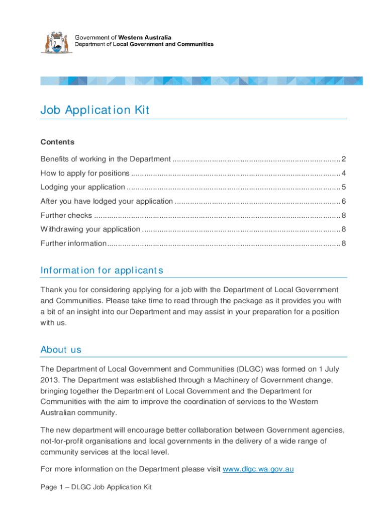 Fillable Online DLGC Job Application Kit. WA Department of Local ...