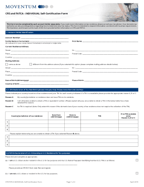 Fillable Online FATCA and CRS Individual Self-Certification Form Fax ...