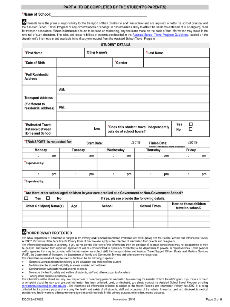 Fillable Online Parent information form - education.nsw.gov.au Fax ...