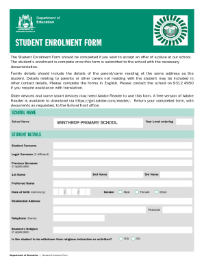 Fillable Online www.winthropps.wa.edu.au wp-content uploadsSTUDENT ...