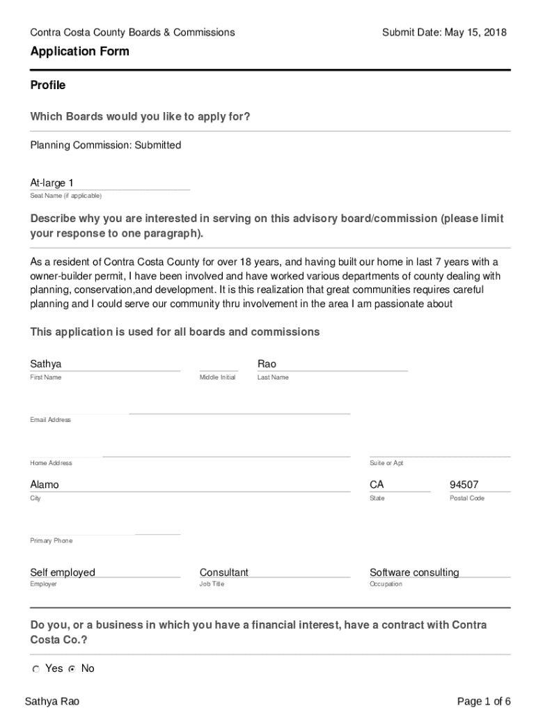 Fillable Online contra-costa.granicus.comboardsformsContra Costa County, CA: Board Application ...
