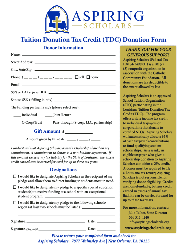 Fillable Online www.countryday.schoolsitesdefaultTuition Donation Tax ...