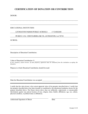 Fillable Online Certificate of Donation or Contribution Fax Email Print - pdfFiller