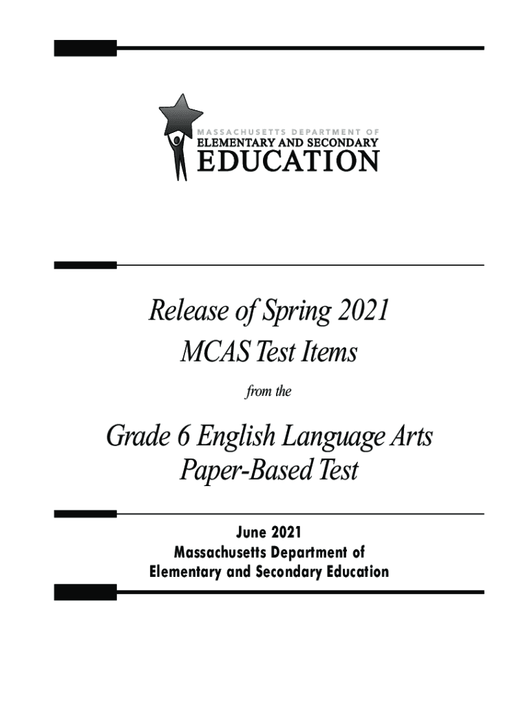 Fillable Online Release of Spring 2021 MCAS Test Items from the Grade 6 ...