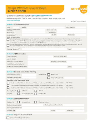 Fillable Online Omnipod DASH Management System Order Form Product ...