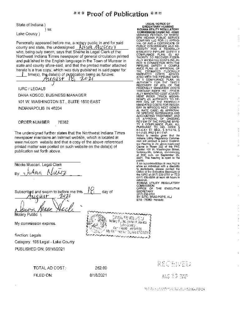 Fillable Online Proof of Publication *** LEGAL NOTICE OF RECEIVED ...