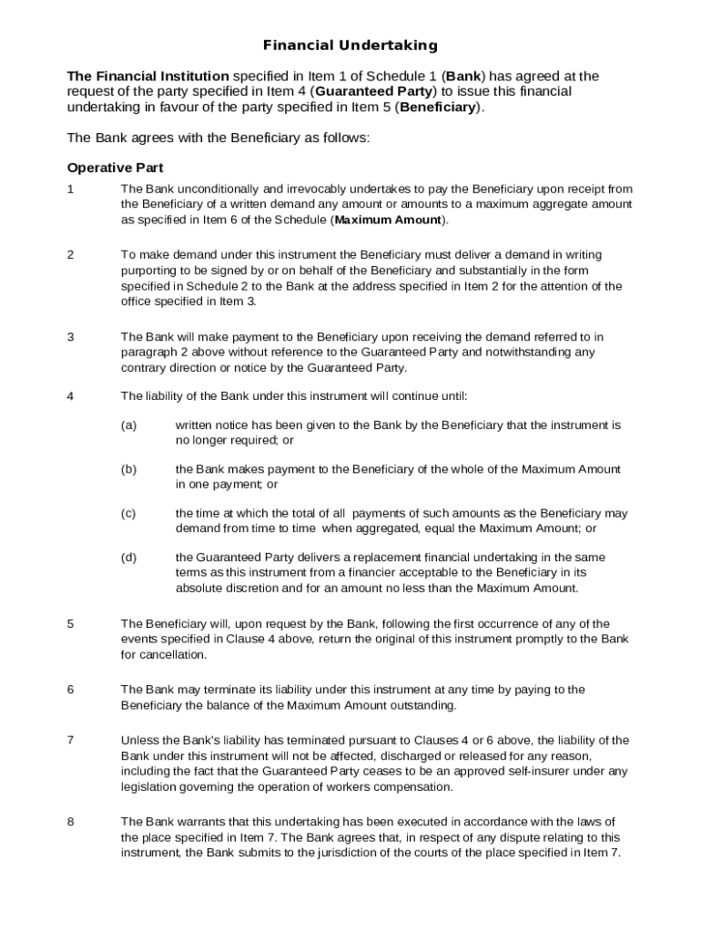 Financial Undertaking template. s - worksafe tas gov Doc Template ...