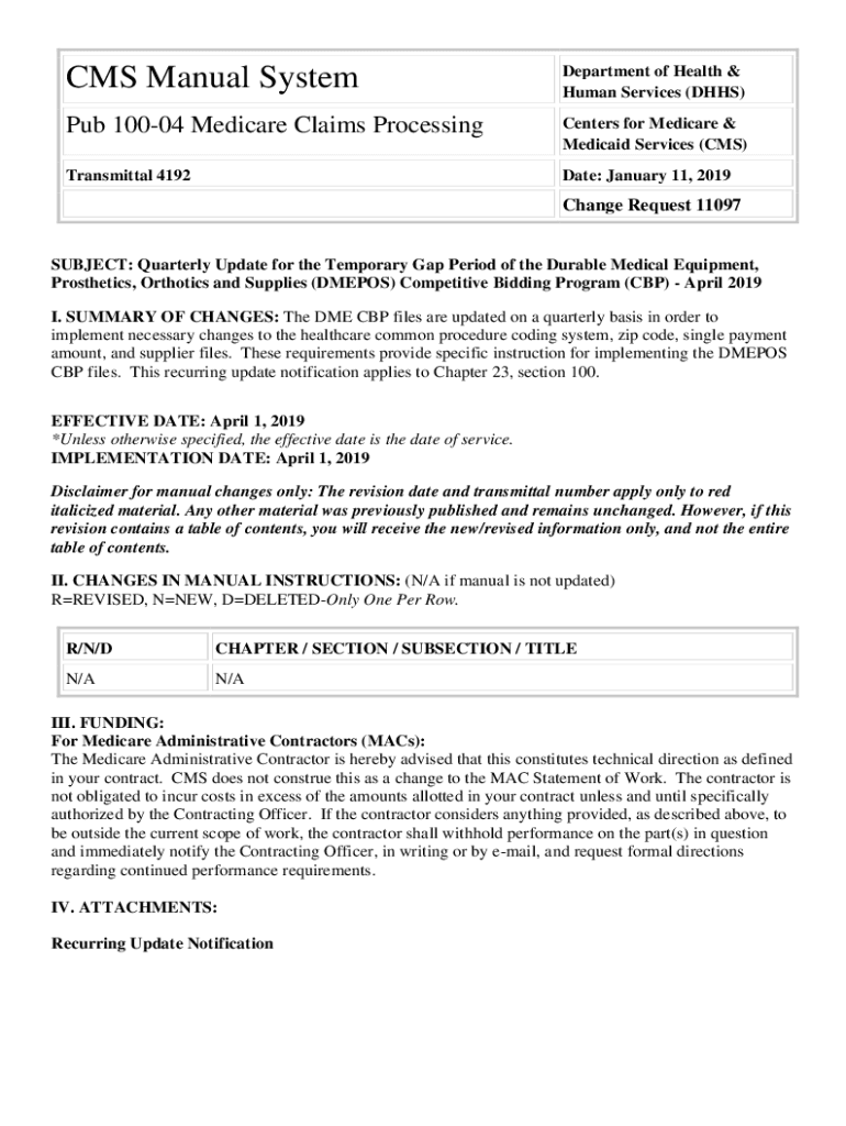 Fillable Online PDF CMS Manual System - Pub 100-04 Medicare Claims ...