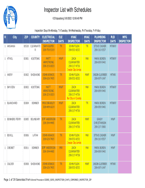 Fillable Online dbs idaho www.pdffiller.com571146254--Inspector-List ...