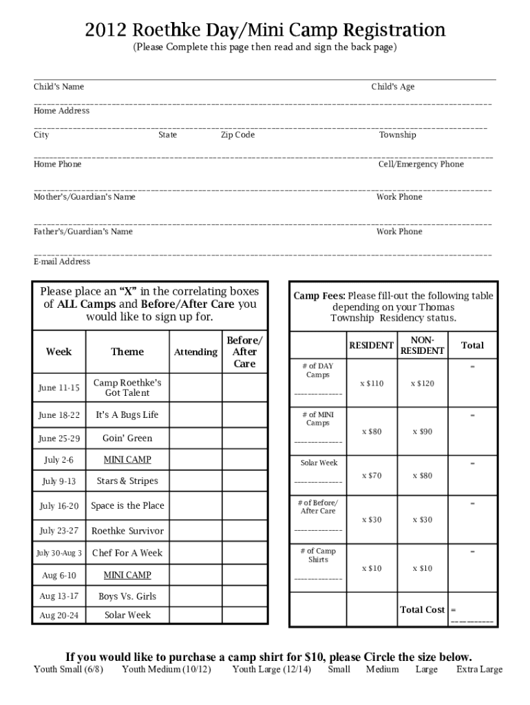 Fillable Online www.sampleforms.comcamp-registration-formFREE 13 ...