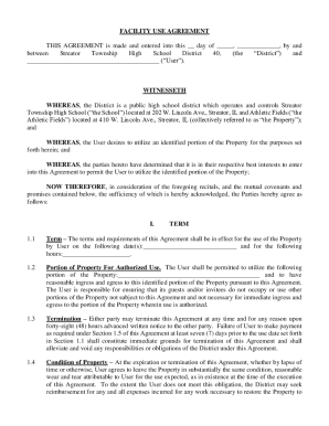Fillable Online Facility Use Agreement Sample ClausesLaw Insider Fax ...