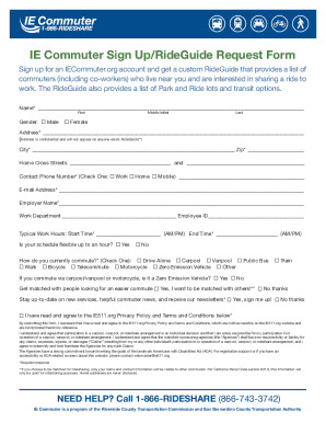 Fillable Online cms sbcounty IE Commuter Sign Up/RideGuide Request Form ...
