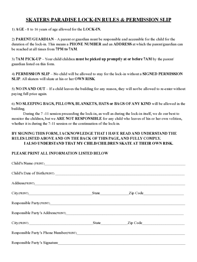 Fillable Online skateslidell.com02Lock-In-Permission-Slip2013 ...