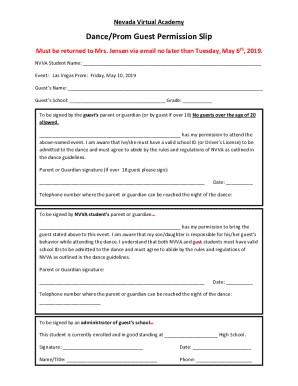 Fillable Online class.earlycollegenv.commodforumNSHSPORTAL: Prom Guest Permission Form Fax Email ...