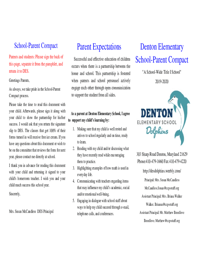 Fillable Online A School-parent Compact is an agreement between parents ...