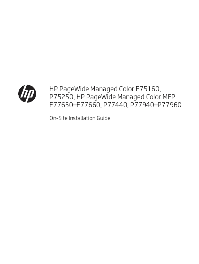 Fillable Online HP PageWide Managed Color E75160, P75250, HP PageWide ...