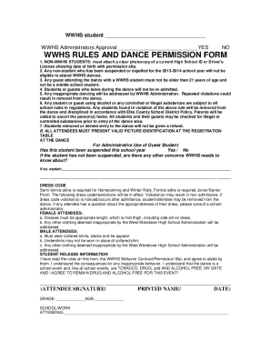 Fillable Online WWHS RULES AND DANCE PERMISSION FORM Fax Email Print ...