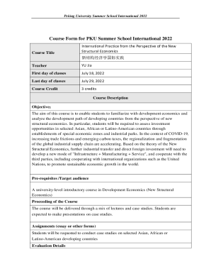 Fillable Online Course Form for PKU Summer School International 2022 ...