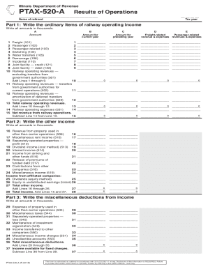 Fillable Online www2 illinois PTAX-520-A Results of Operations Fax ...