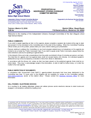 Fillable Online ICOC Prop AA Projects Tour, 10/15/19 1 of 2 Board of ...