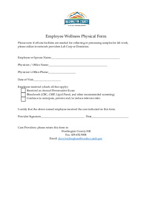 Fillable Online Employee Wellness Physical Form - washco.utah.gov Fax ...