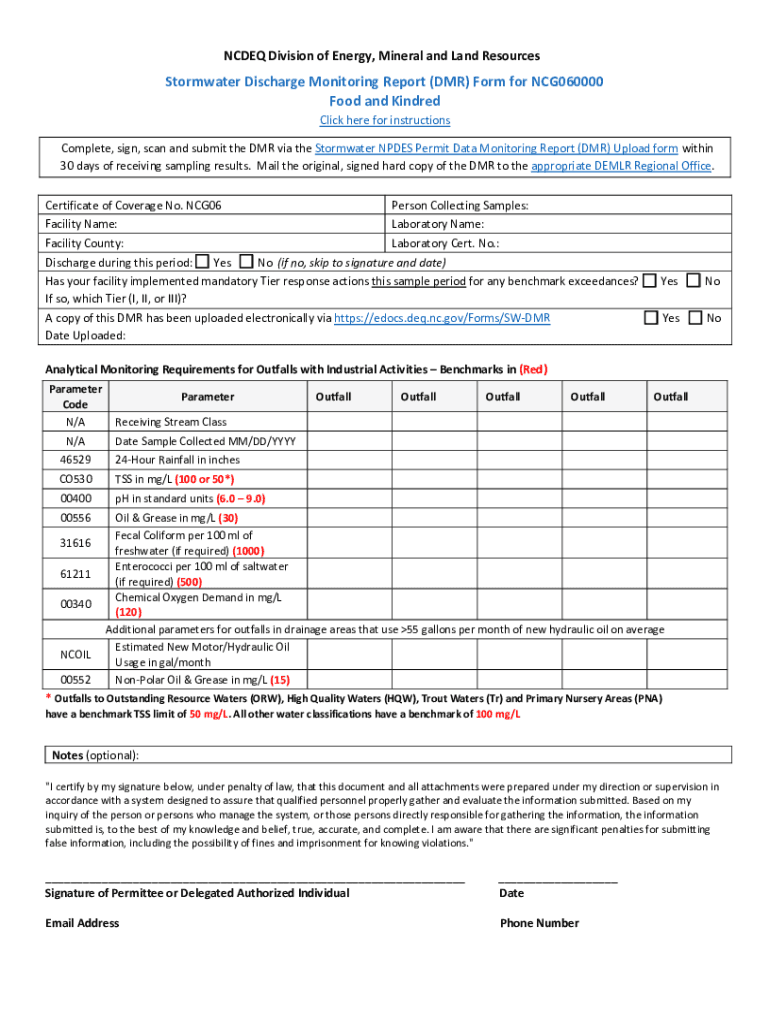 Fillable Online files.nc.govncdeqEnergy Mineral and LandStormwater ...