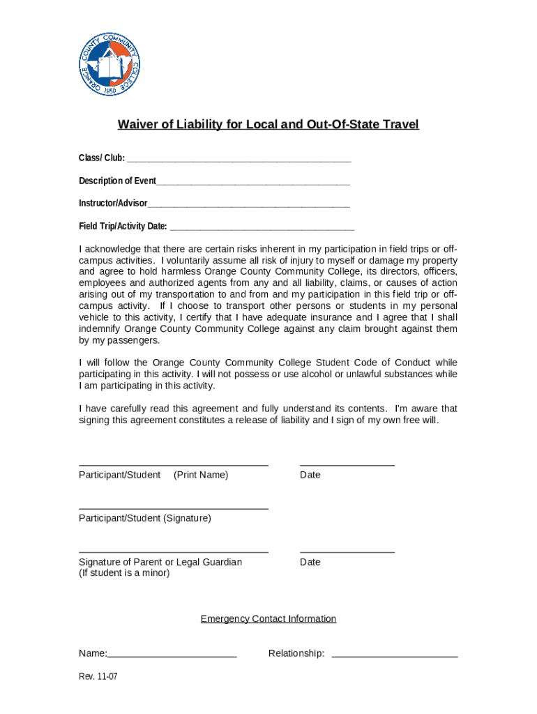 fill.ioTravel-Waiverof-Liability-Local-StateFill - Free Travel Waiverof ...