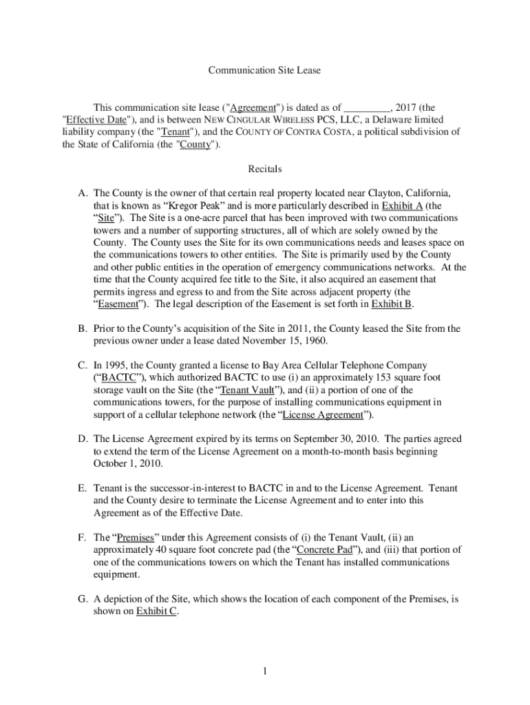Fillable Online www.lawinsider.comclausecommunications-siteCommunications Site Lease Agreement ...