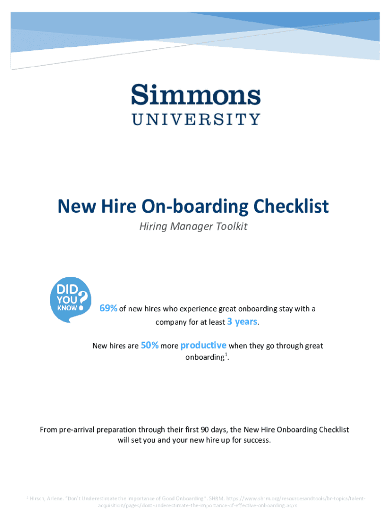 Fillable Online internal simmons New Hire On-boarding Checklist. Hiring ...