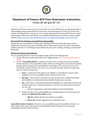 Fillable Online dof ca Department of Finance BCP Form Submission ...