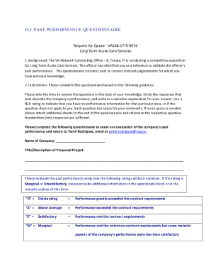 Fillable Online VISN 8 LTAC Services FY17 Past Performance ...