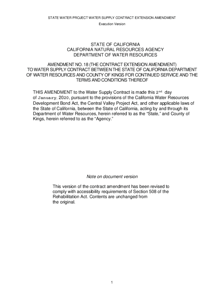 Fillable Online water ca water.ca.govWater-Supply-Contract-ExtensionWater Supply Contract ...