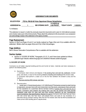 Fillable Online ADDENDUM TO BID DOCUMENTS SOLICITATION ITB ... - davie ...