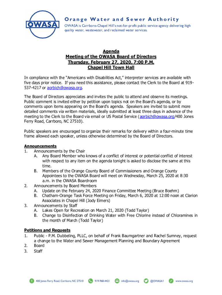 Fillable Online www.owasa.org wp-content uploadsSummary of the Orange ...