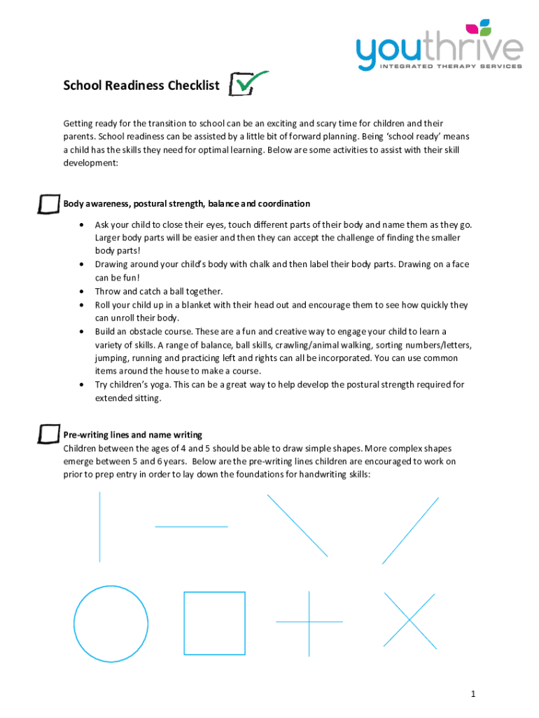 Fillable Online empoweredparents.coschool-readiness-checklistThe ...