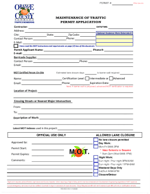 Fillable Online Orange County MOT Application. MOT Application Fax ...