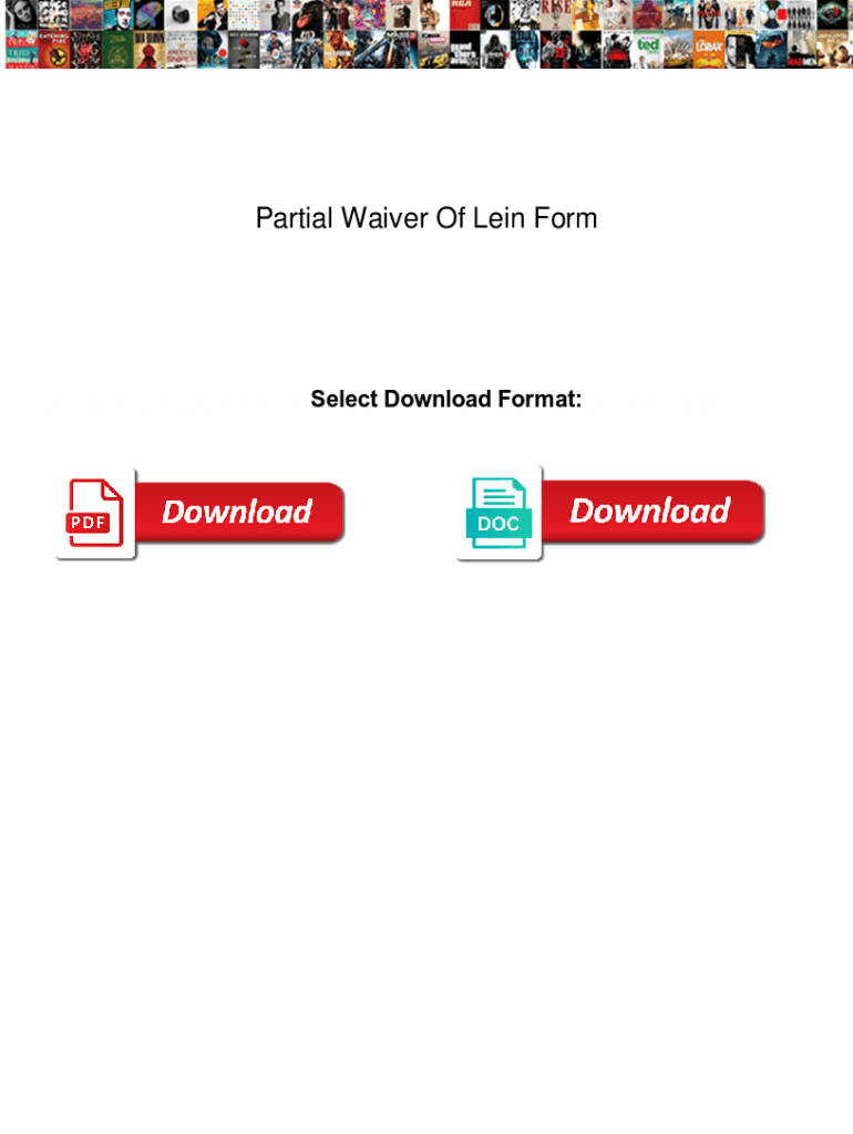 Fillable Online Partial Waiver Of Lein Form. Partial Waiver Of Lein ...