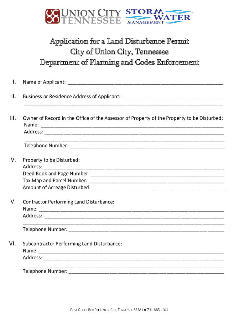 Fillable Online fill.io396-Application-For-Land-Disturbance ...