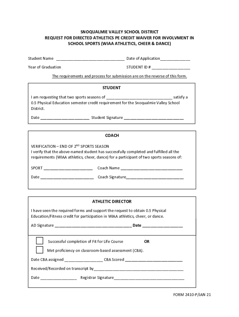 Fillable Online www.svsd410.orgcmslibSNOQUALMIE VALLEY SCHOOL DISTRICT ...