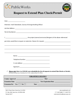 Fillable Online Request to Extend Plan Check/Permit - OC Public Works ...