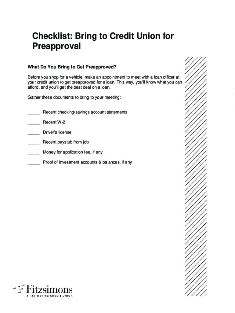 Fillable Online Preapproval Checklist: How to Get Preapproved for a ...