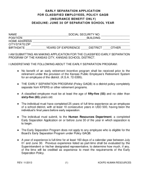 Fillable Online EARLY SEPARATION APPLICATION Classified Fax Email Print ...
