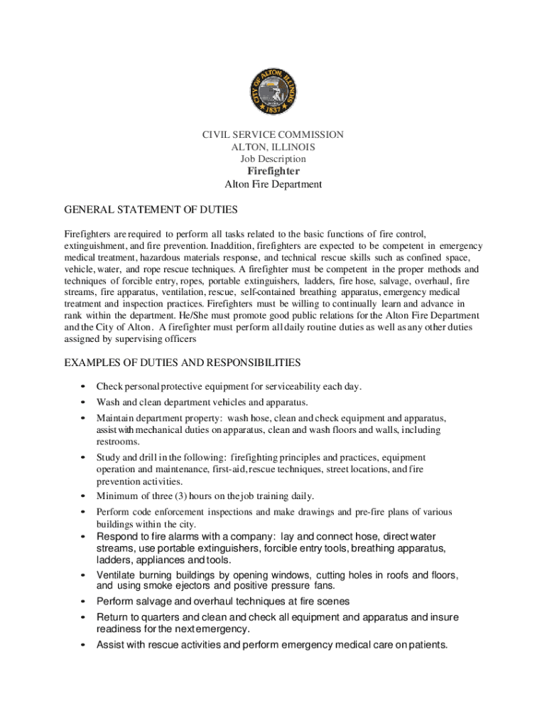 Fillable Online Firefighter - Alton Fire Department GENERAL STATEMENT ...