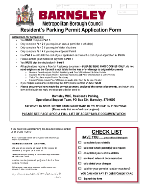 Fillable Online Residents parking permit application form Fax Email Print - pdfFiller
