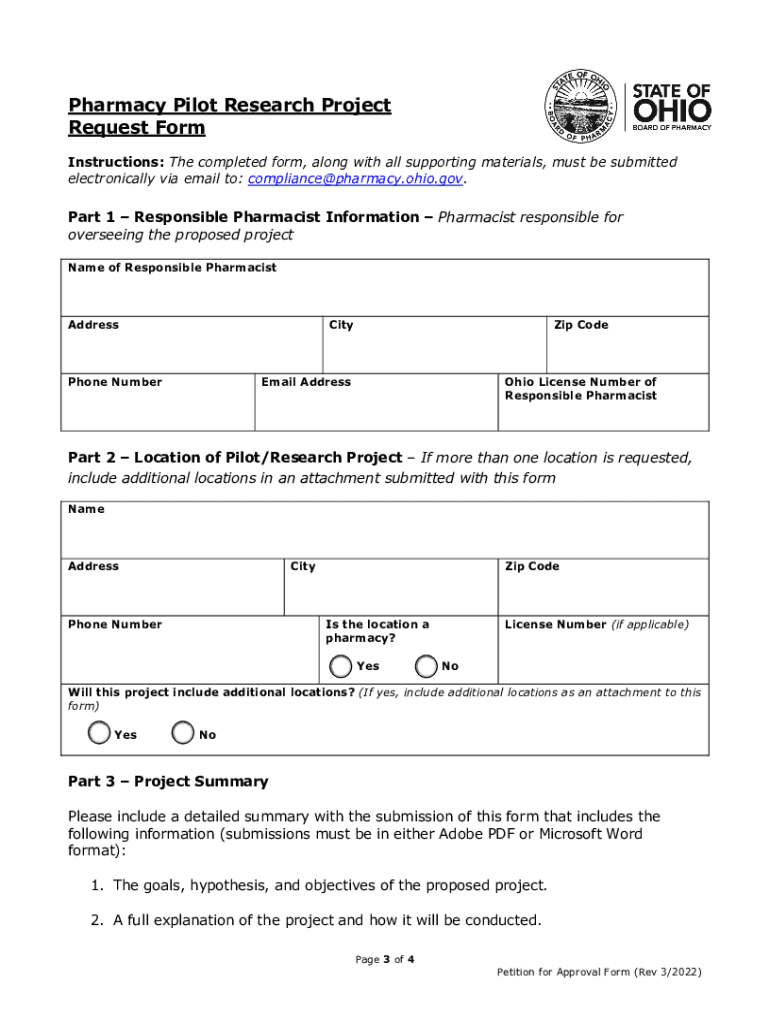 Fillable Online Pharmacy Pilot Research Project Request Form.pdf Fax Email Print - pdfFiller