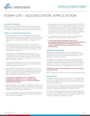 Fillable Online Fillable Online Form S79 - ADJUDICATION APPLICATION ...