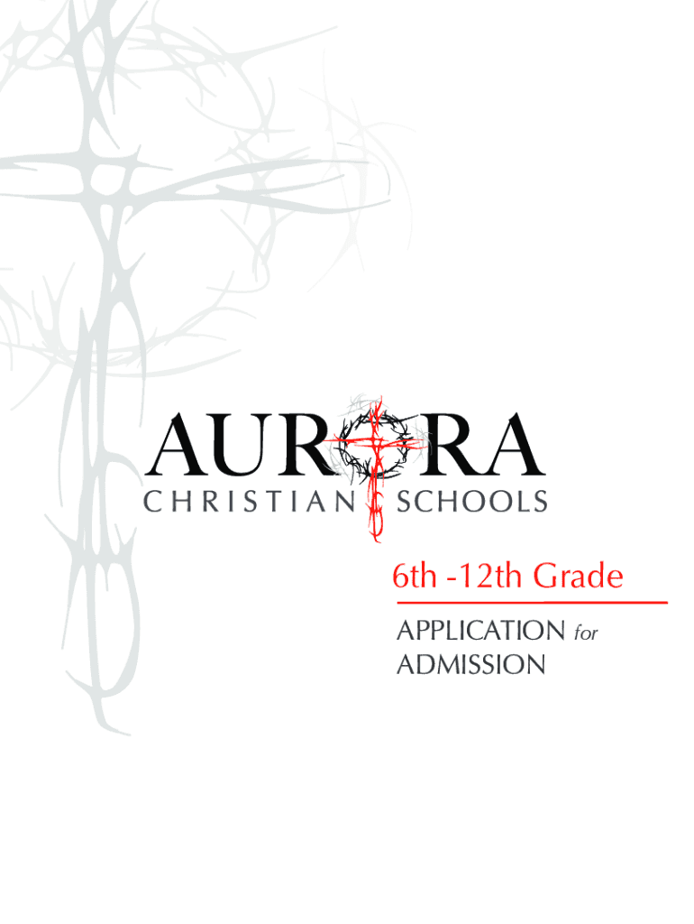 Fillable Online 6th Through 12th Grade Student Application Pdf ...