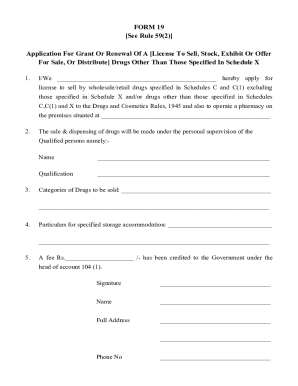 Fillable Online How To Fill Form 19 For Drug License - Fill Online ...