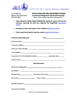 Fillable Online APPLICATION FOR FIRE DEPARTMENT PERMIT - City of ...